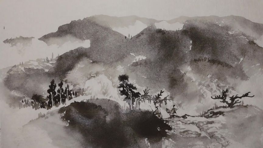 中国画墨法“泼墨山水画”山水千嶂,幽谷清歌心入画