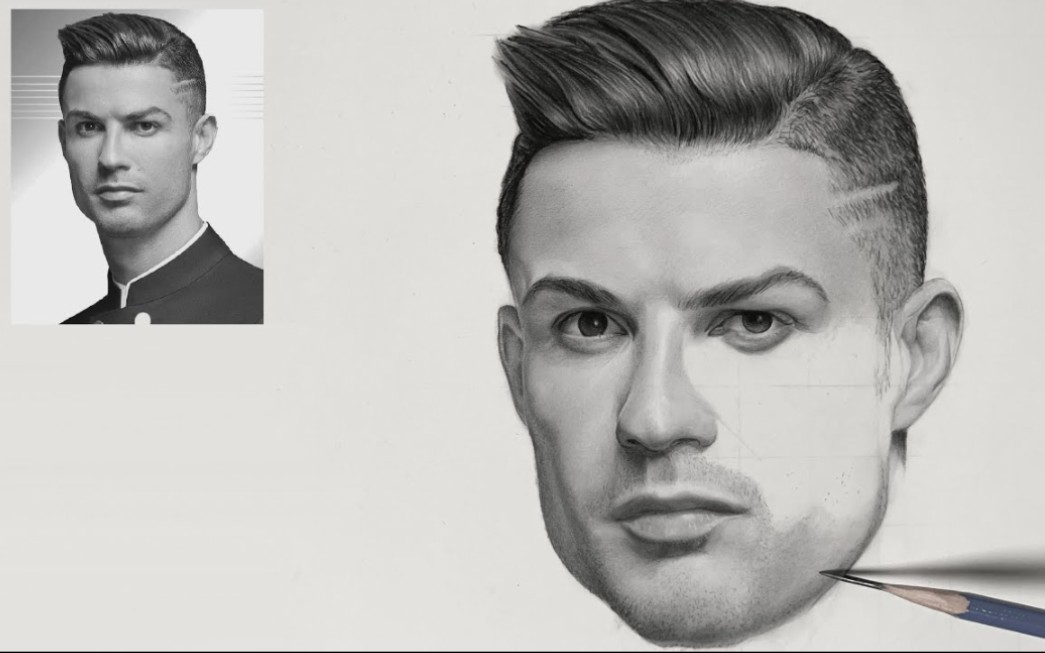 【素描】Sketch & Shade教你用炭笔铅笔绘画逼真c罗肖像 合集