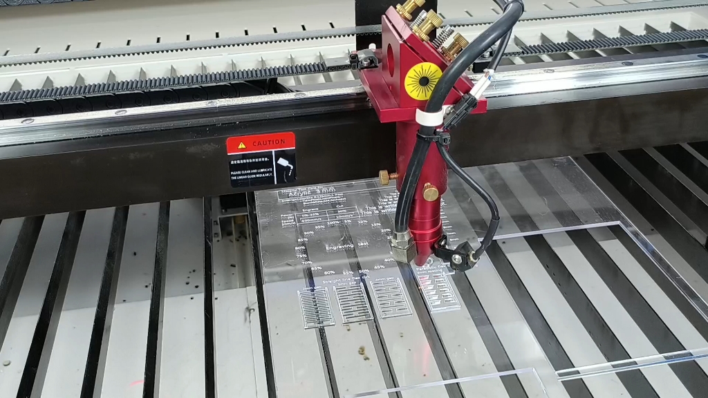 激光雕刻切割亚克力加工功率表