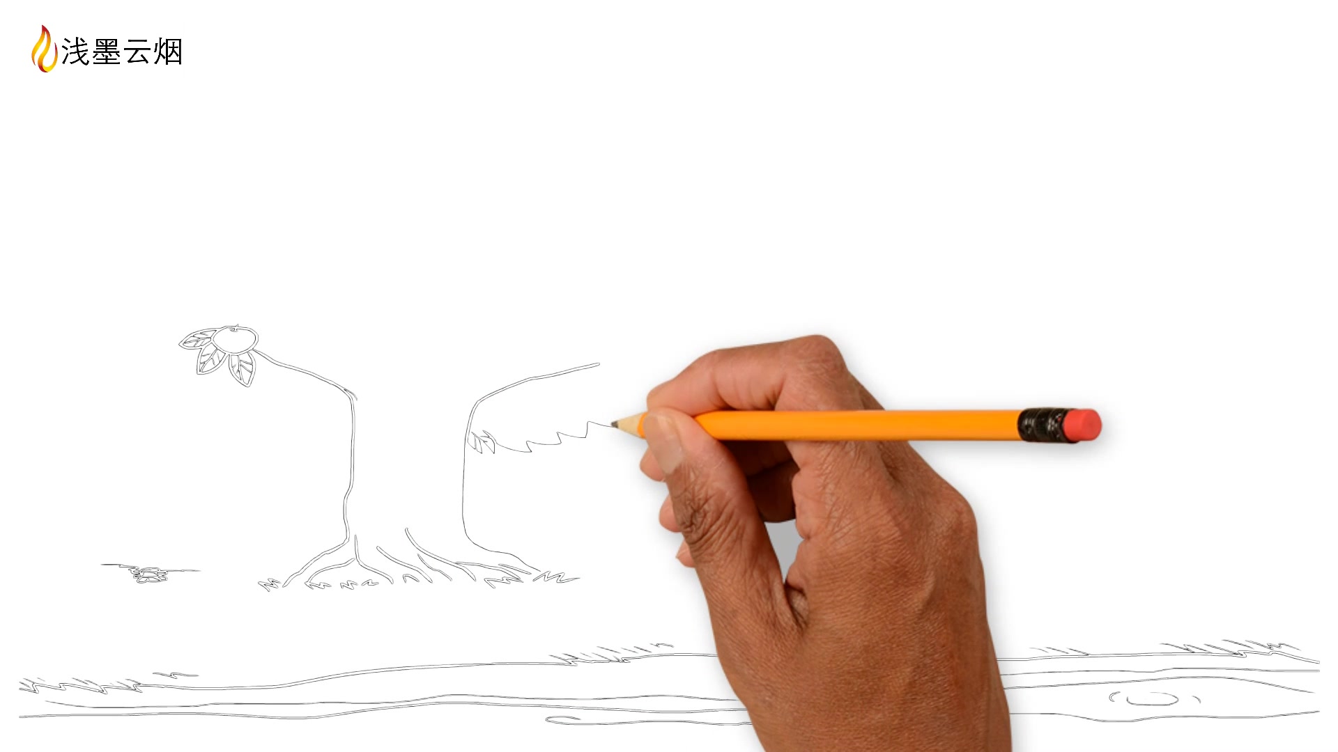 画树很难画?教你画一颗最简单的树,看一遍就学会 | 一个风景画