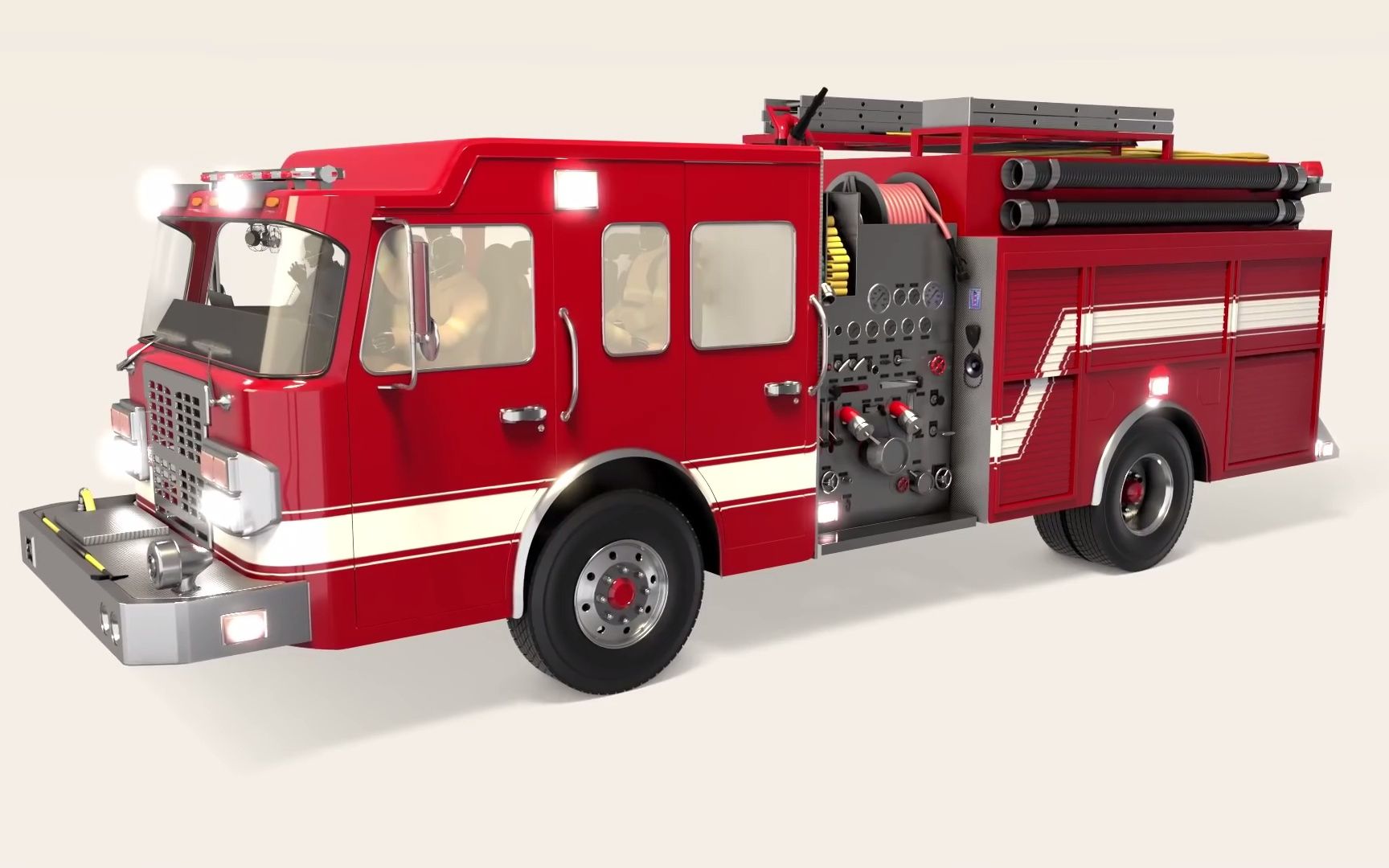 【油管搬运】消防车内部结构3D演示动画[含机翻字幕需手动开启]