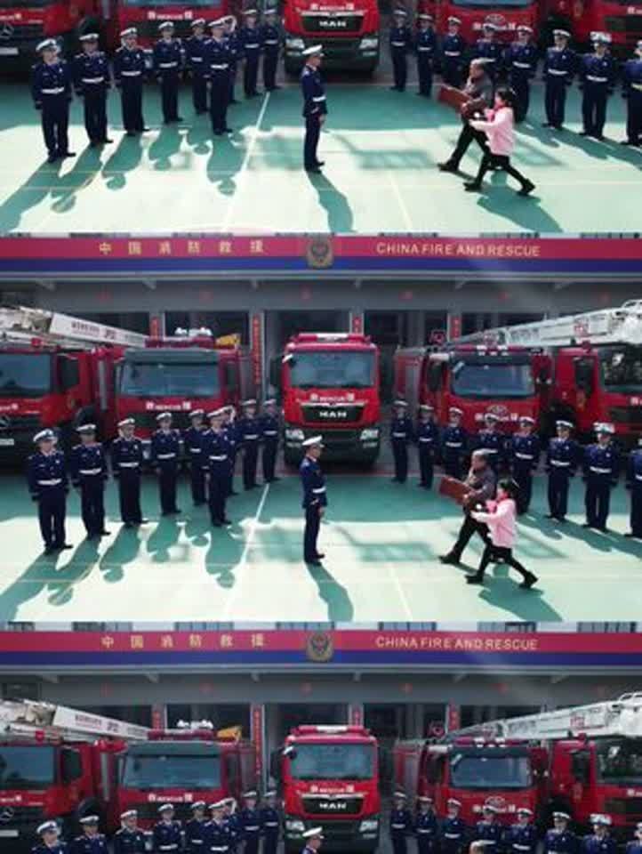 好炫的镜头,消防宣传片制作中#最可爱的人