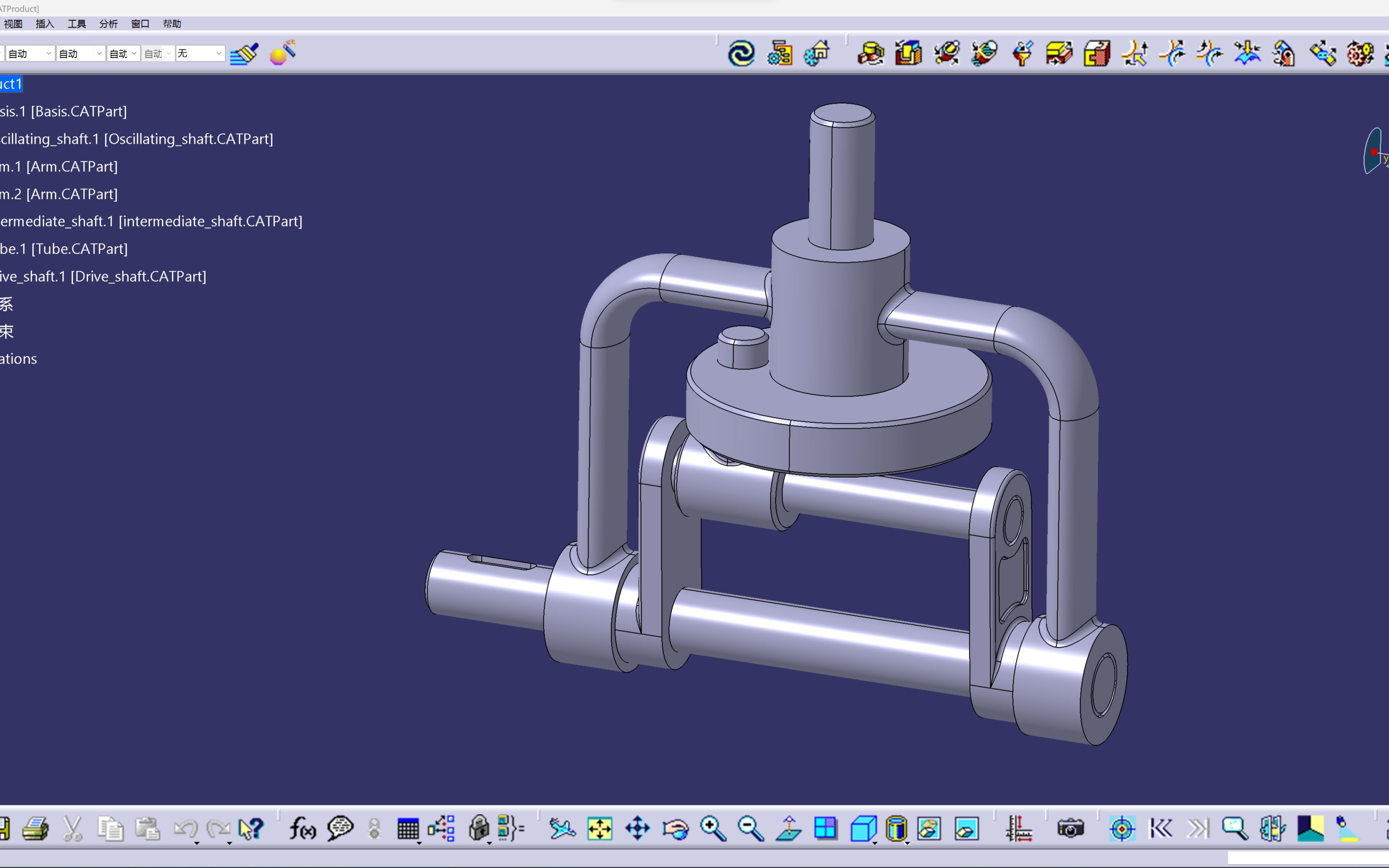 CATIA_震荡机构的装配,运动模拟