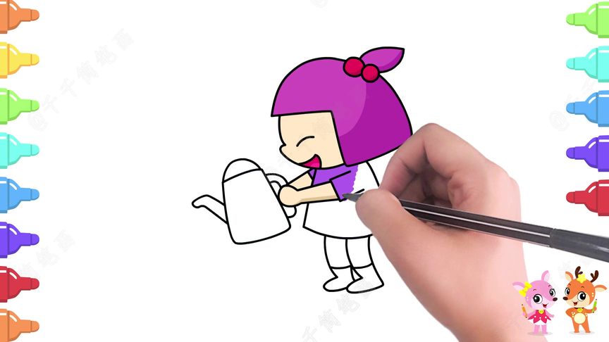 五一劳动节简笔画教程,3分钟画一个爱劳动的小女孩,简单又可爱