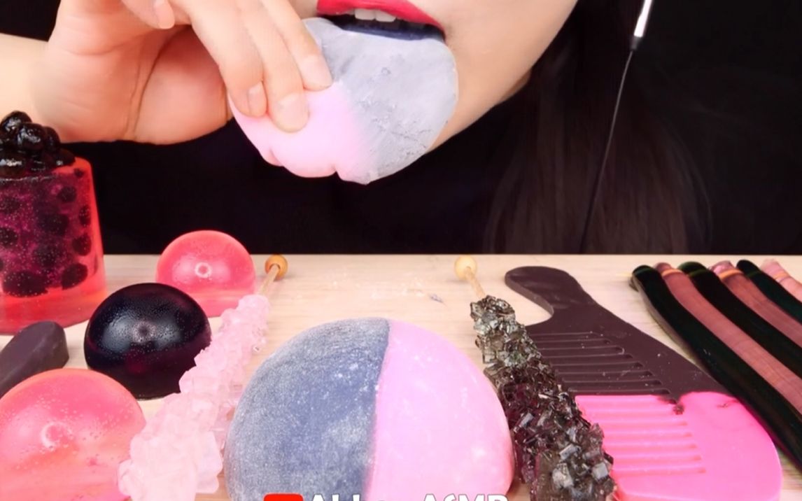 ⭐Abbey⭐黑色粉红色甜点*自制*,可食用的发梳,小玻璃杯,巧克力勺,...