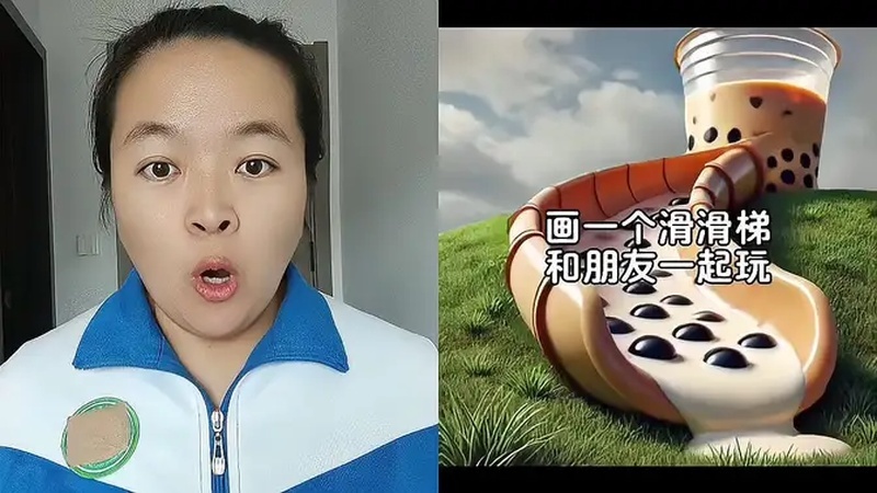 画一个滑滑梯,和朋友一起玩儿