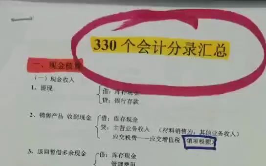 领导整理的330个会计分录,适合刚来的实习生