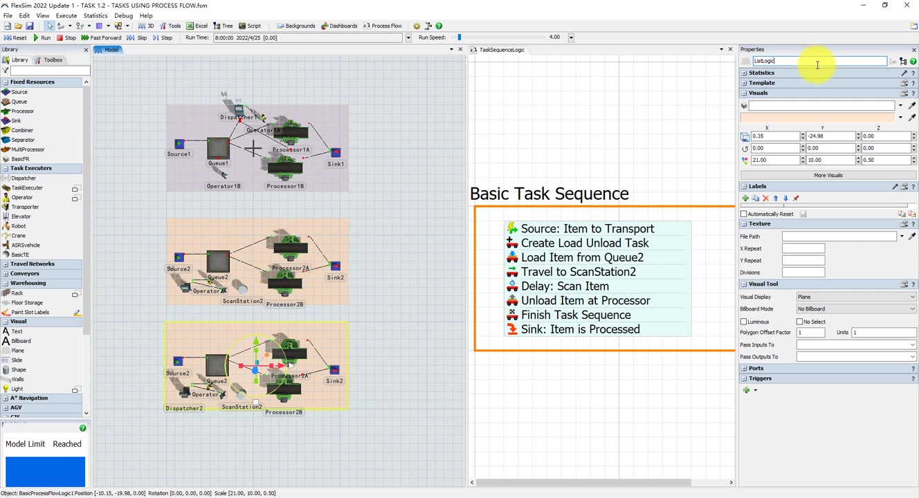 Flexsim任务逻辑工具教程第4课 TASK 1.3 - TASKS USING LISTS