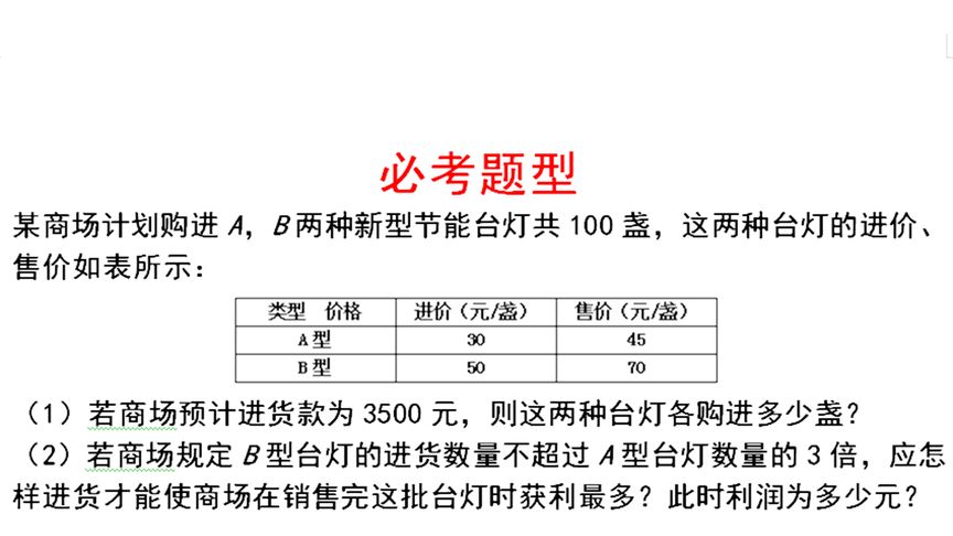一次函数专题:利润最大值,这种题型不掌握数学怎么可能过100