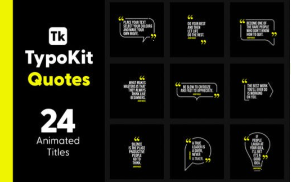 AE模板-名人名言 引用动态文字标题 双引号 段落