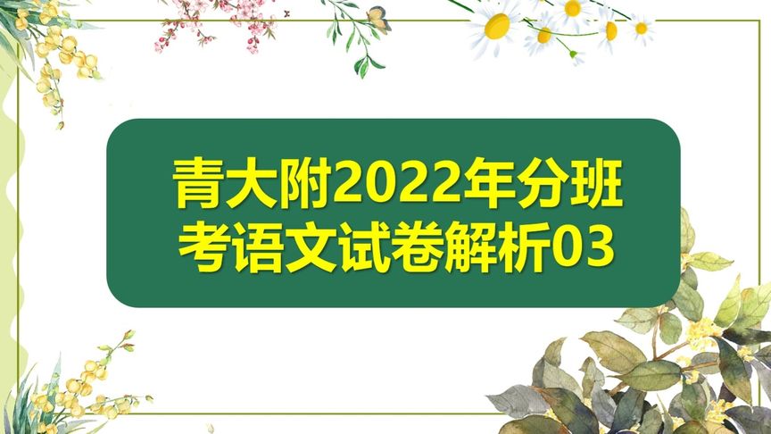 青大附2022小升初分班考语文试卷解析03