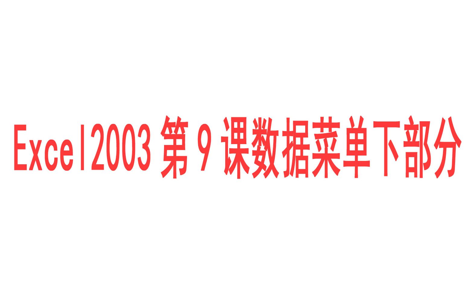 Excel2003第9课数据菜单下部分
