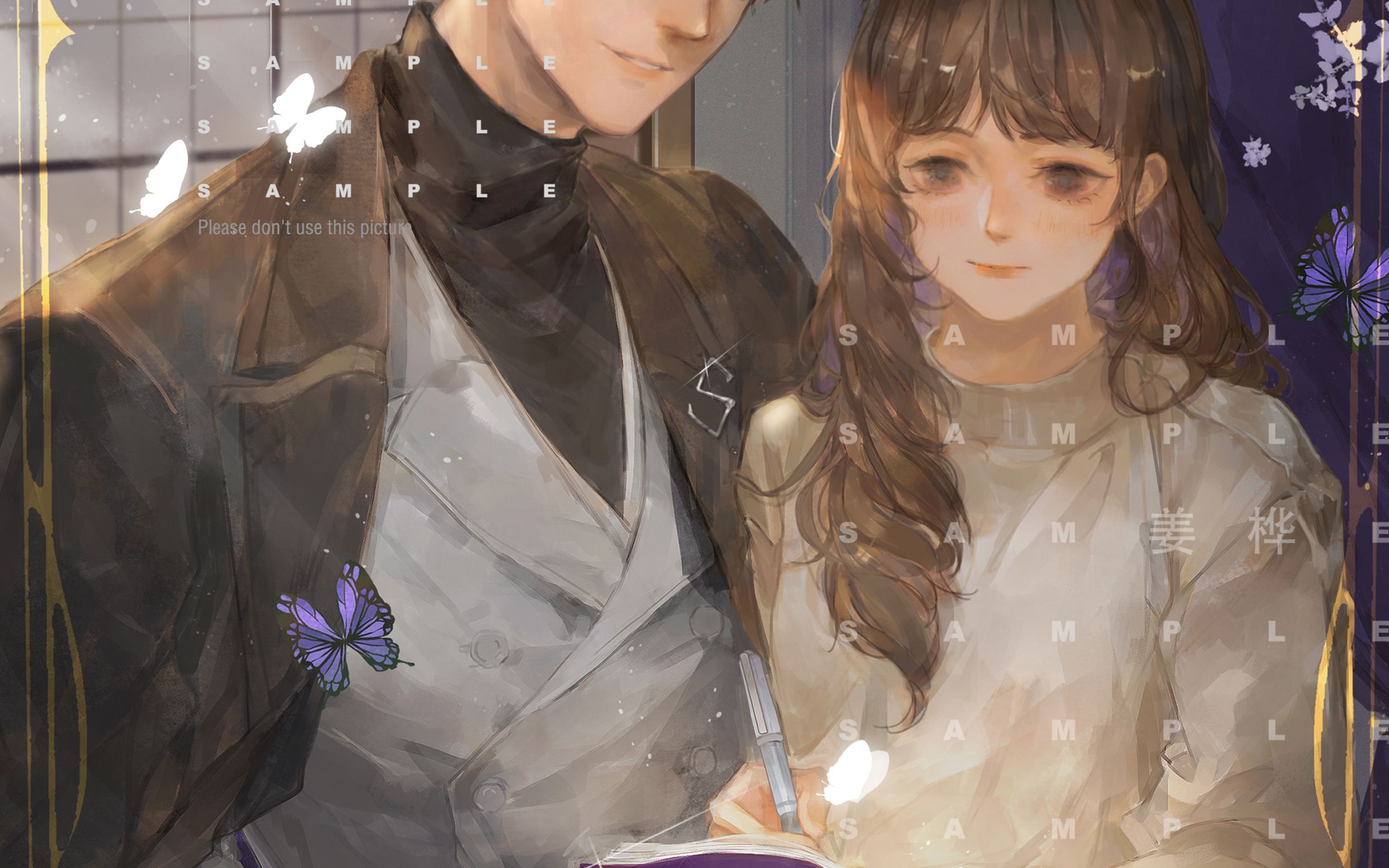 【绘画过程】双人半身稿~是许墨梦女稿件【ps】