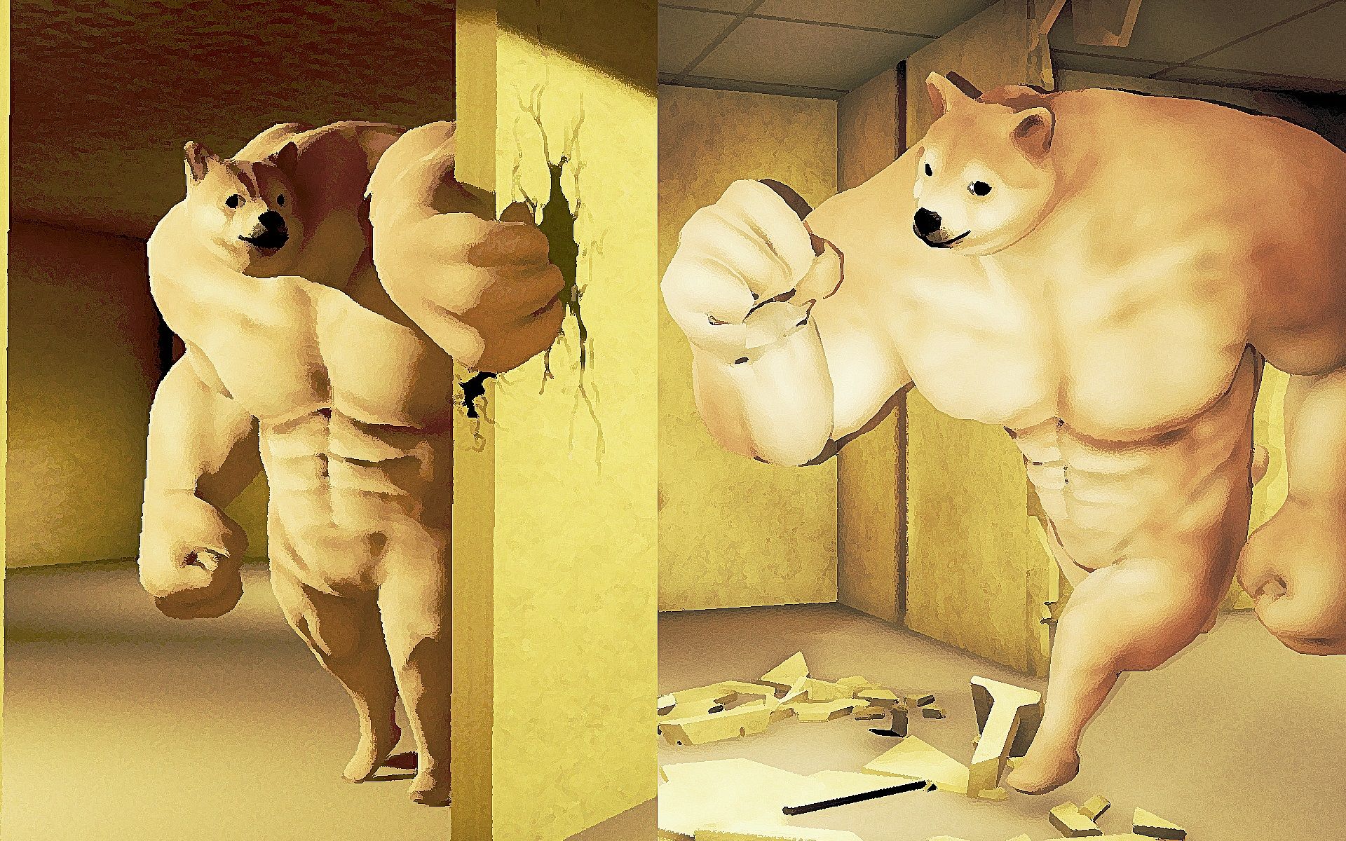最近国外爆火的恐怖游戏!肌肉柴犬人太猛了!《BUFF DOGE》_单机...