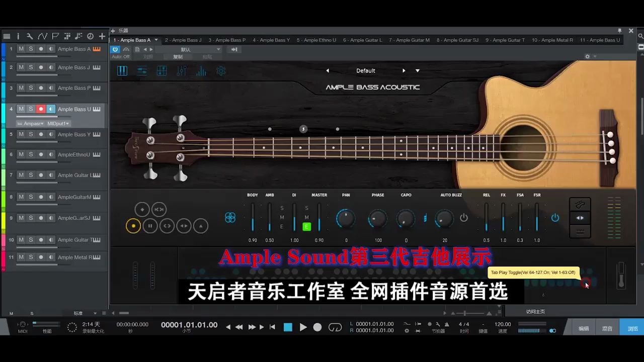 Ample Sound Guitar 3国产木吉他电吉他Bass贝司插件音源19把全套