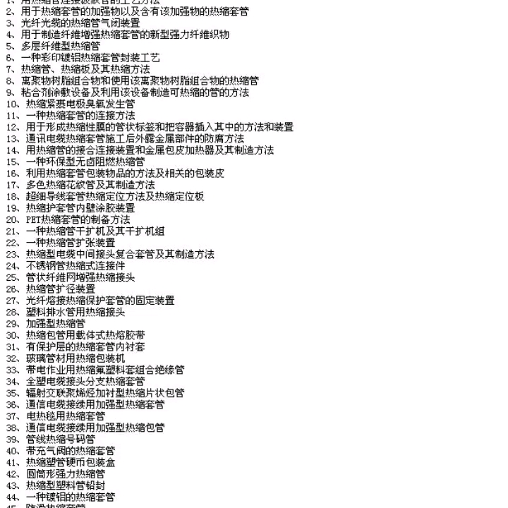 热缩管制造技术专利资料、热缩套管、环保热缩管、环保热缩套管生产...