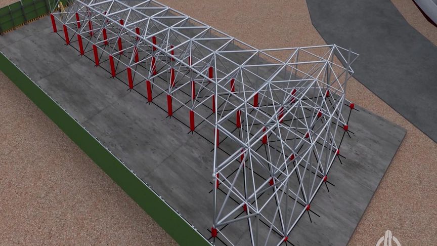 民勤县体育馆钢结构网架安装——起步网架地面拼装#施工动画 #bim