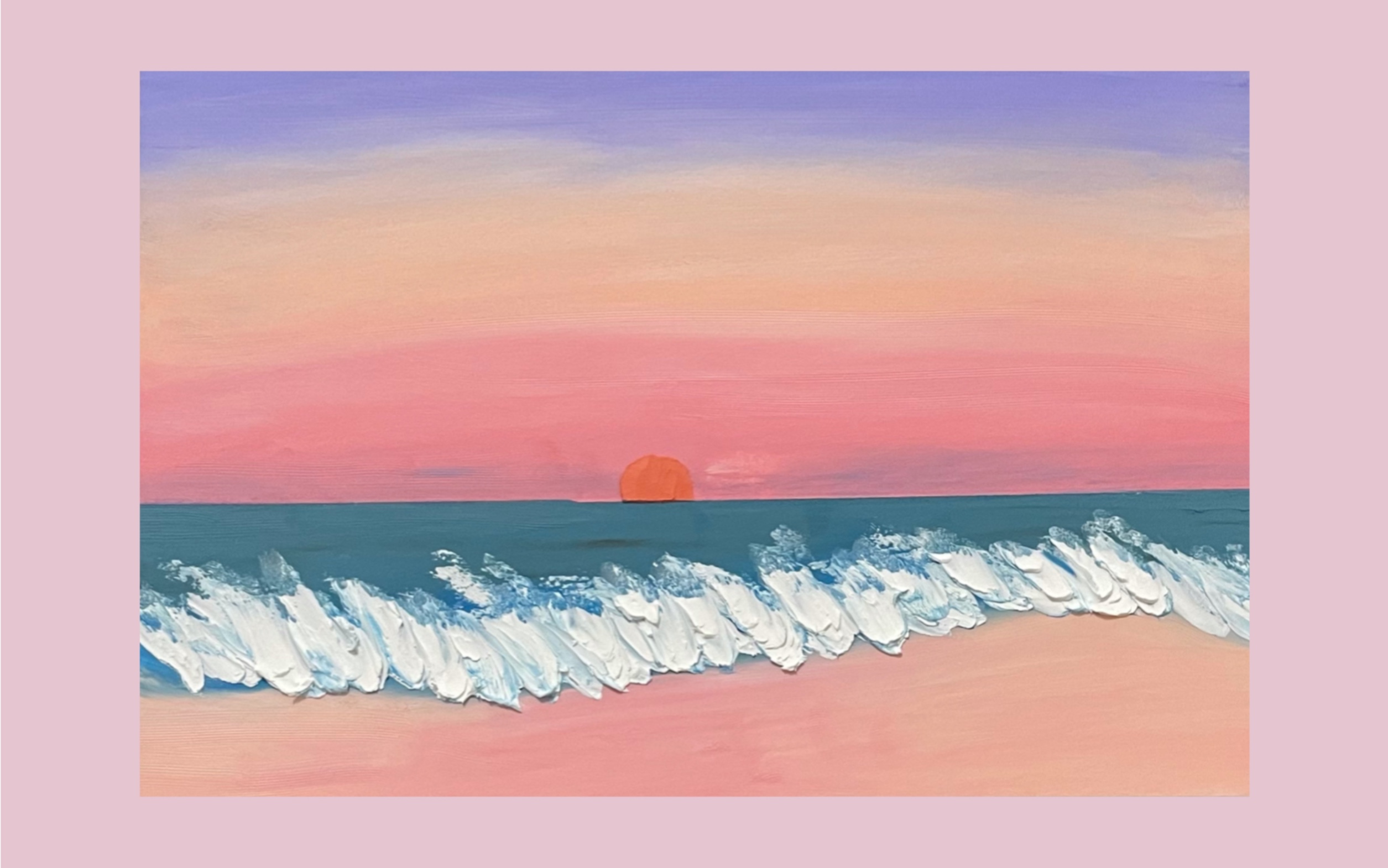 油画棒|粉色沙滩～
