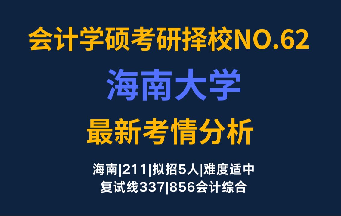 【25会计学硕考研择校 NO.62】海南大学会计学硕考情分析