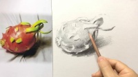 149课素描水果之火龙果 一痕老师素描教程 曹一痕画画课