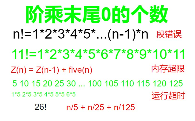 [PTA] 阶乘末尾0的个数 (段错误 内存超限 运行超时)