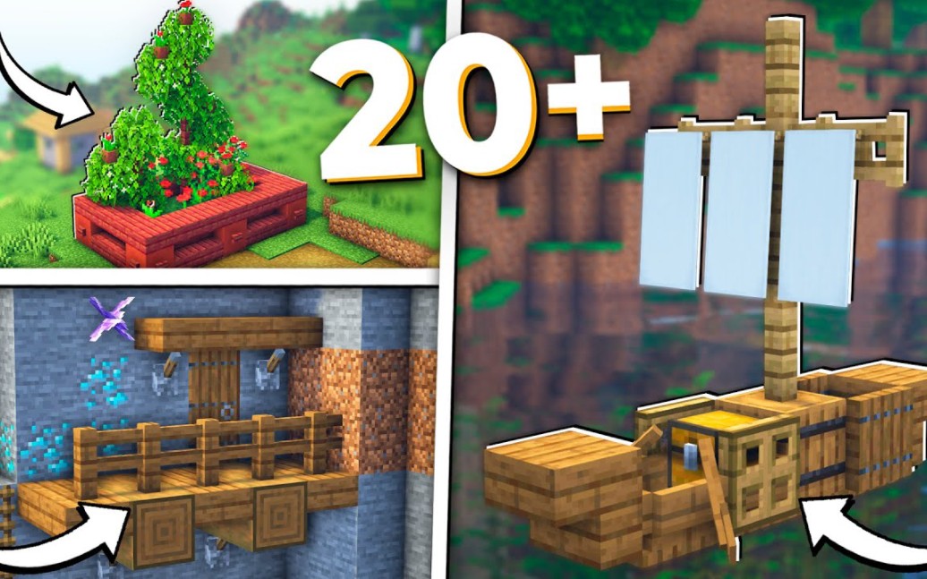 【Minecraft】20+每个人都应该知道的简单建造黑客!(Borschy)_哔哩...
