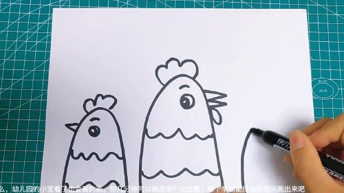 创意简笔画小鸡,母鸡,公鸡,儿童画,创意美术