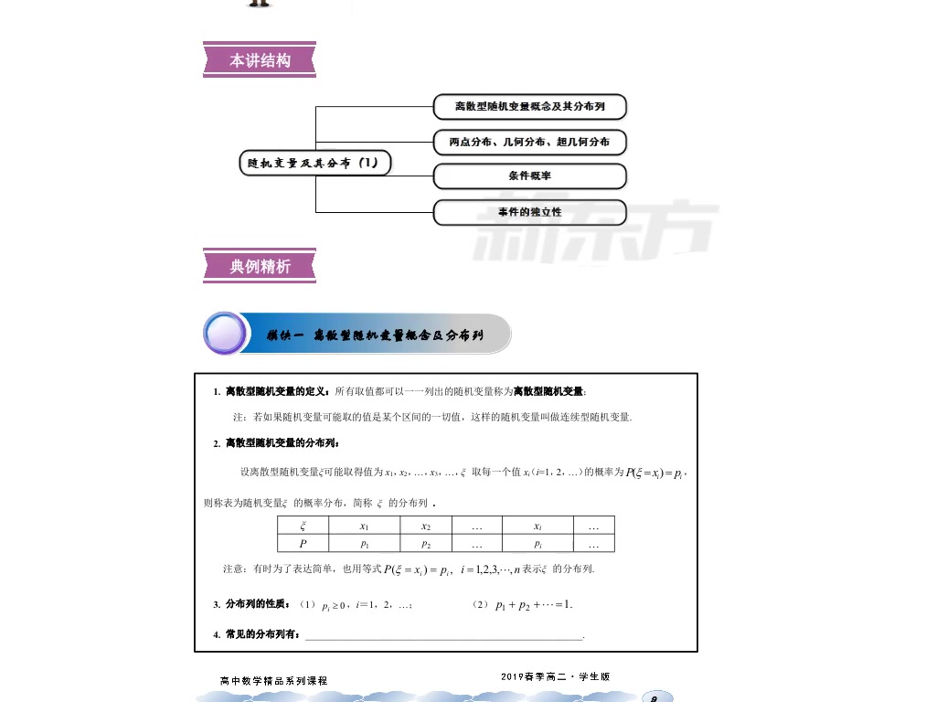离散型随机变量及其分布列、两点分布、几何分布、超几何分布