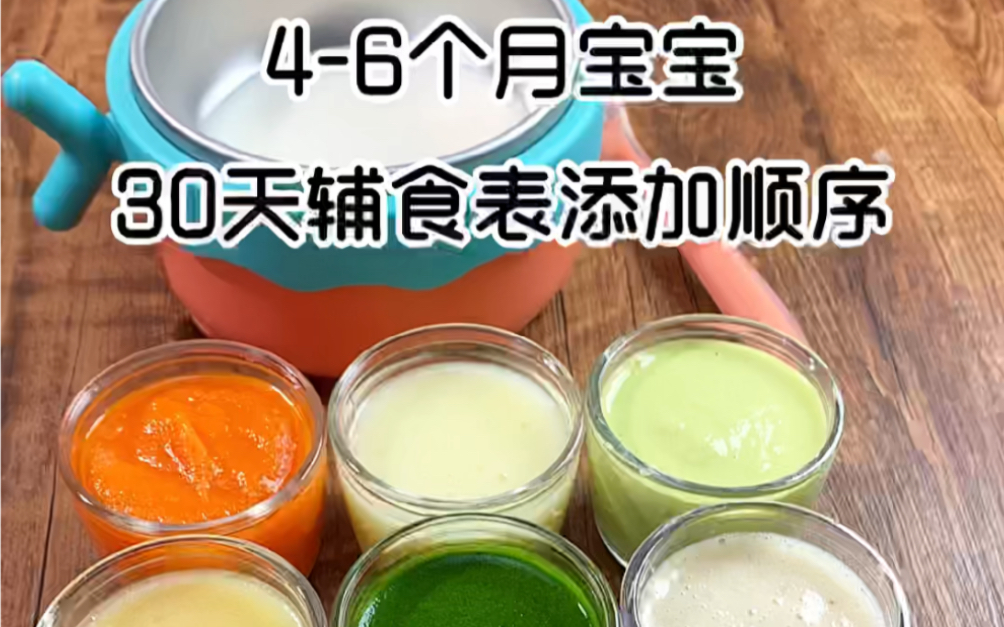 4-6个月宝宝30天辅食表添加顺序