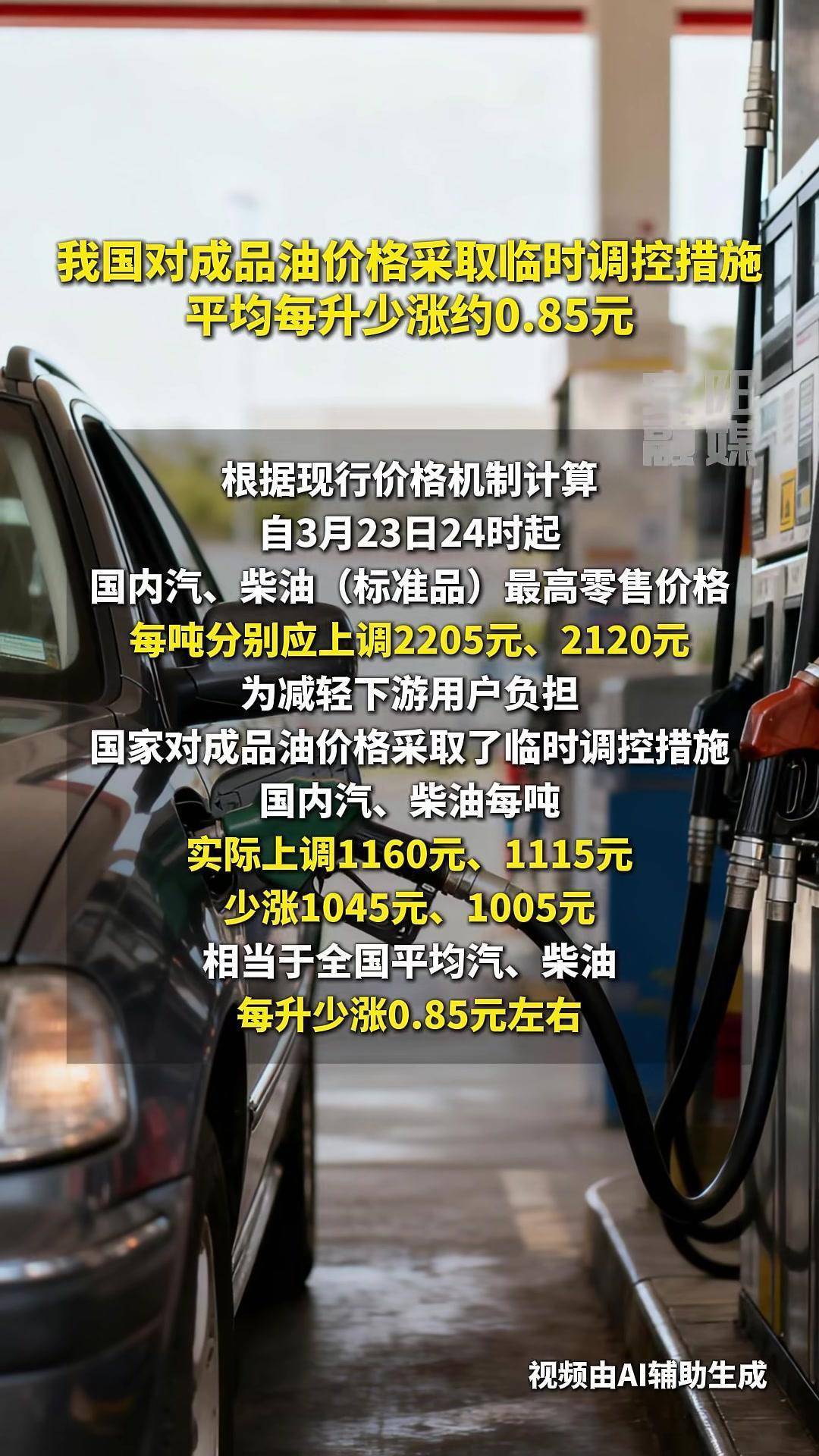 我国对成品油价格采取临时调控措施:平均每升少涨约0.85元(央视新闻...