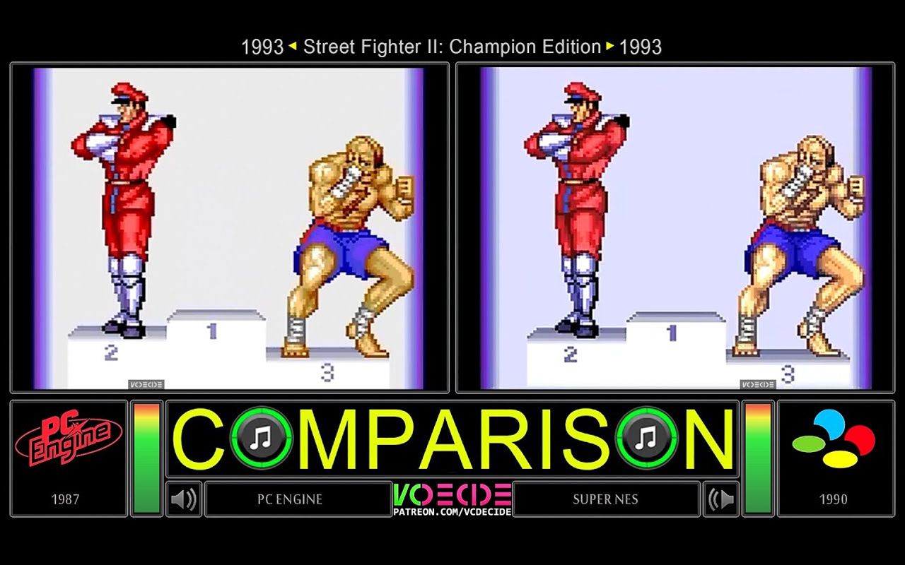 街霸2CE | PCE vs SFC | 并排音画全面对比 | VCDECIDE