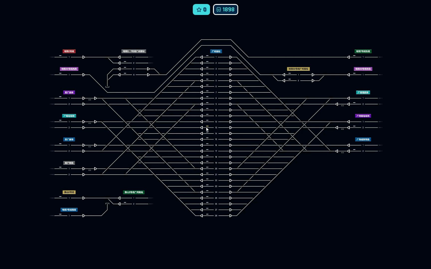 ...列高铁加928列地铁RailRoute时刻表模式自动调度25倍速运行录屏