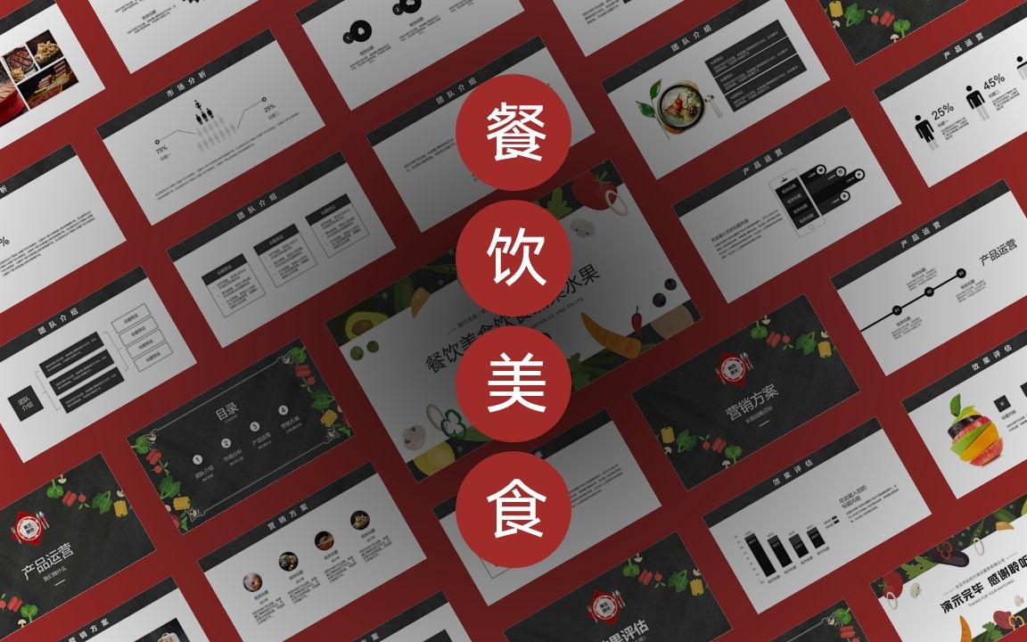 免费PPT模板!餐饮美食PPT!排版真干净～