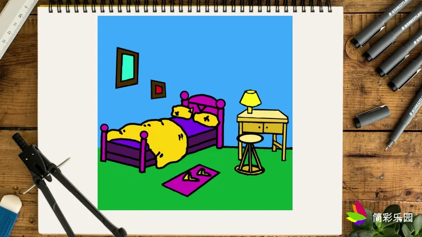 简单易学的卧室简笔画步骤图,轻松变身绘画达人