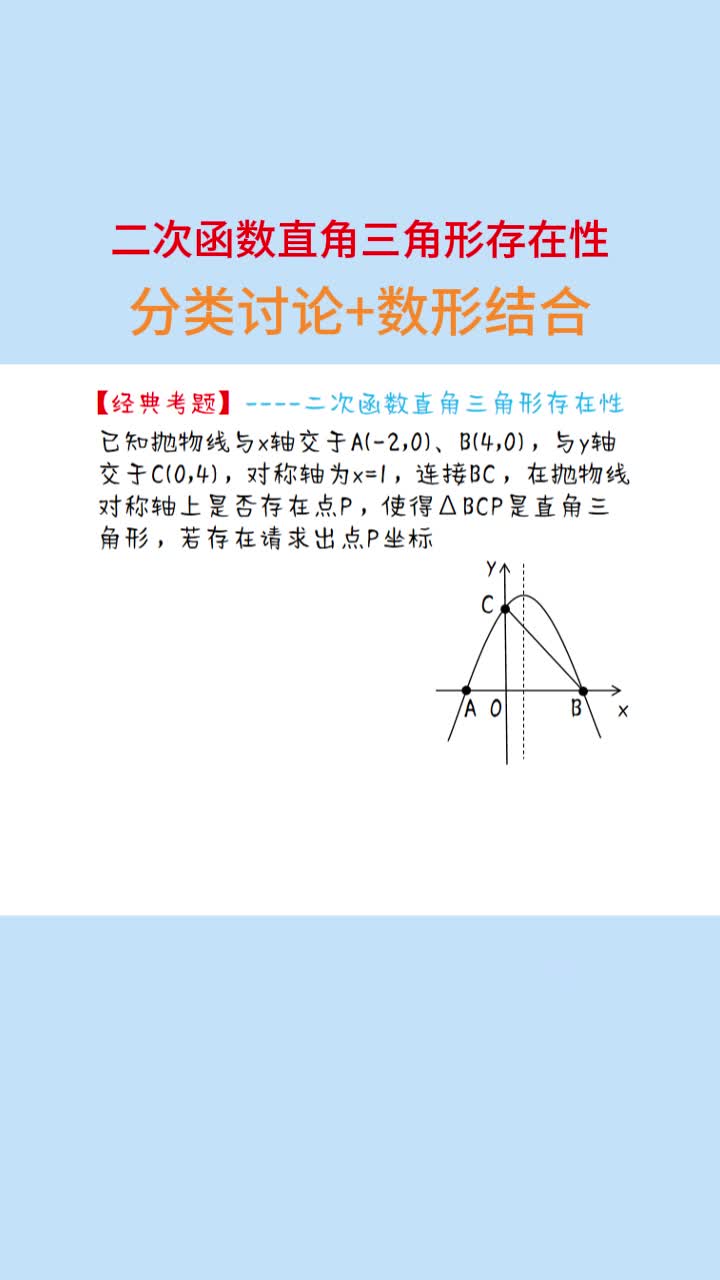 二次函数直角三角形存在性#初中数学 #数学思维 #数学解题技巧 #数学...