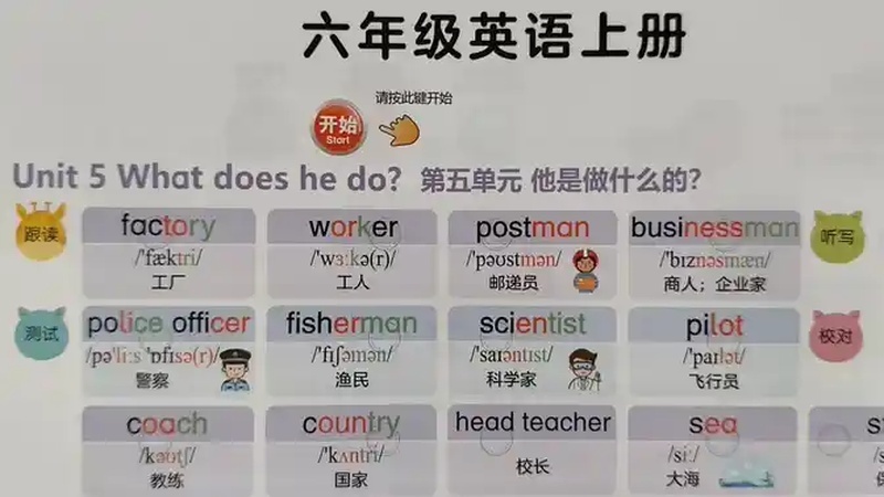 人教版小学英语六年级上册,第五单元,What does he do