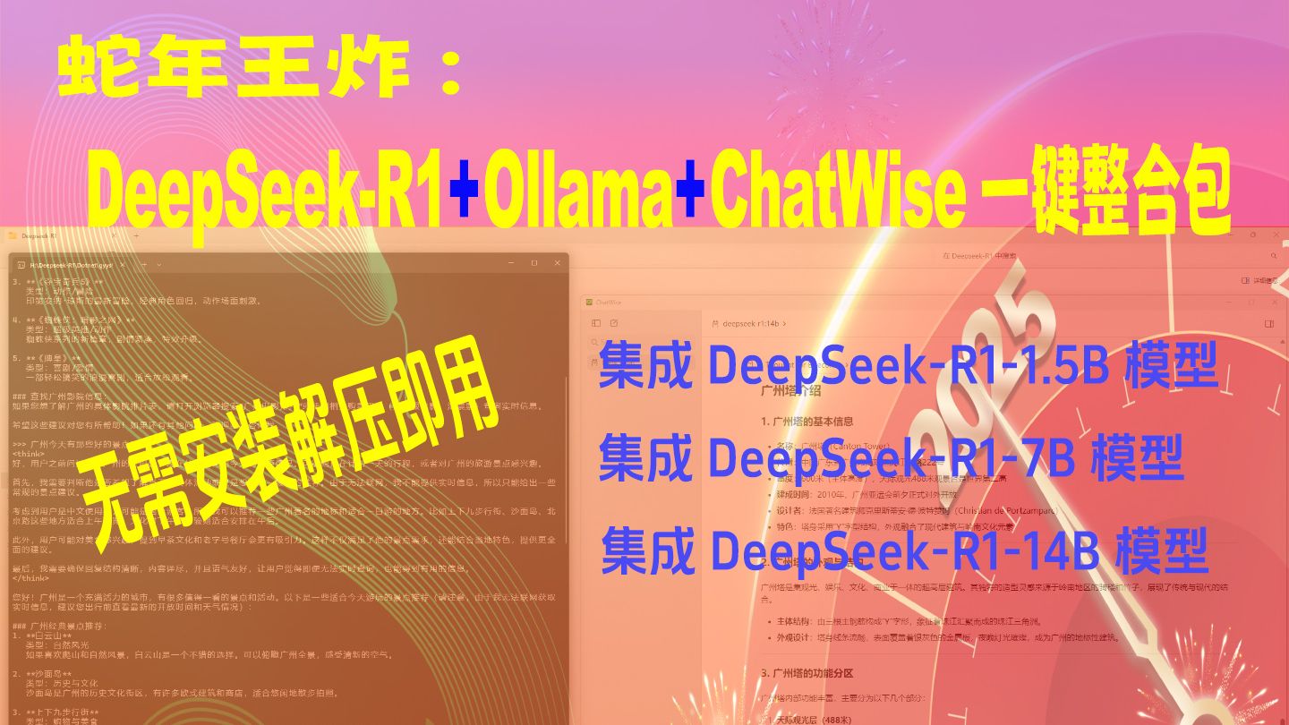 新春AI领航!DeepSeek-R1+Ollama+ChatWise整合包,无需安装一键...