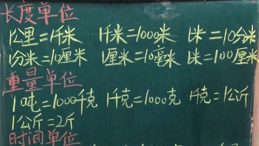 小学数学单位换算