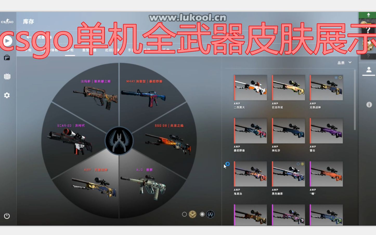 csgo单机全武器皮肤展示!