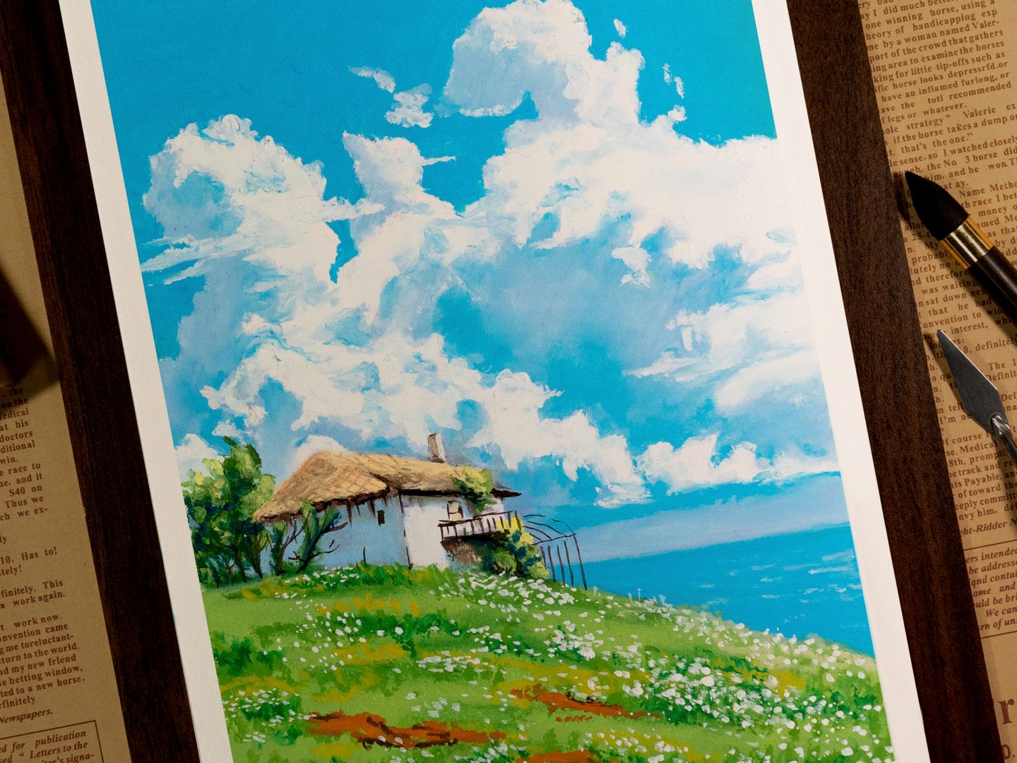 去宫崎骏的夏天,用油画棒画面朝大海 春暖花开,超简单的云朵教程
