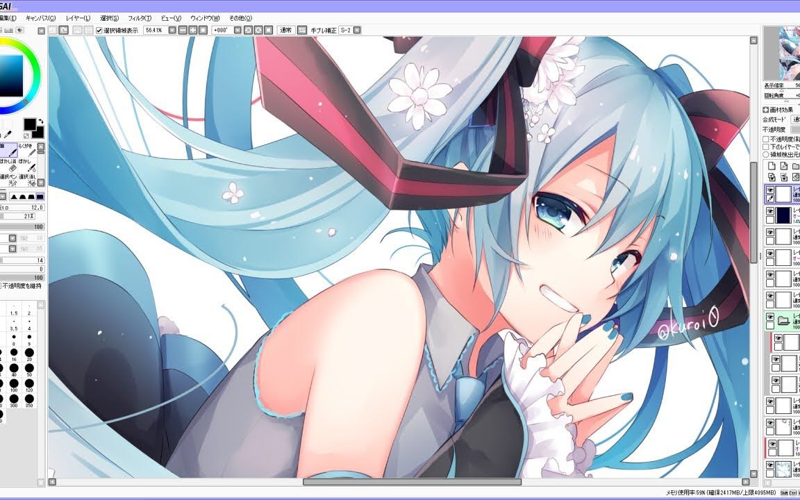 二次元动漫少女人物绘画,初音未来