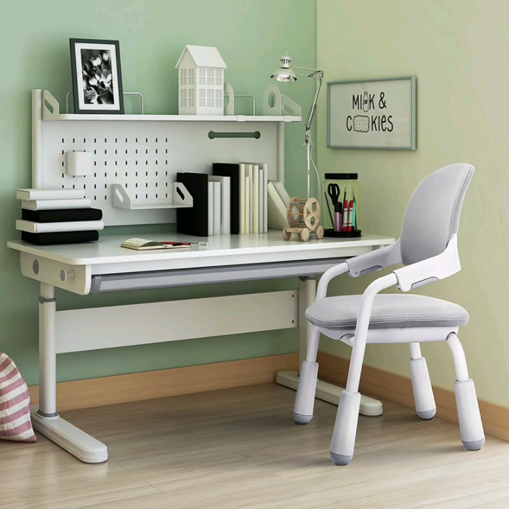 意博士榉木儿童学习桌实木大书桌书柜一体组合家用小学生中学生电脑...