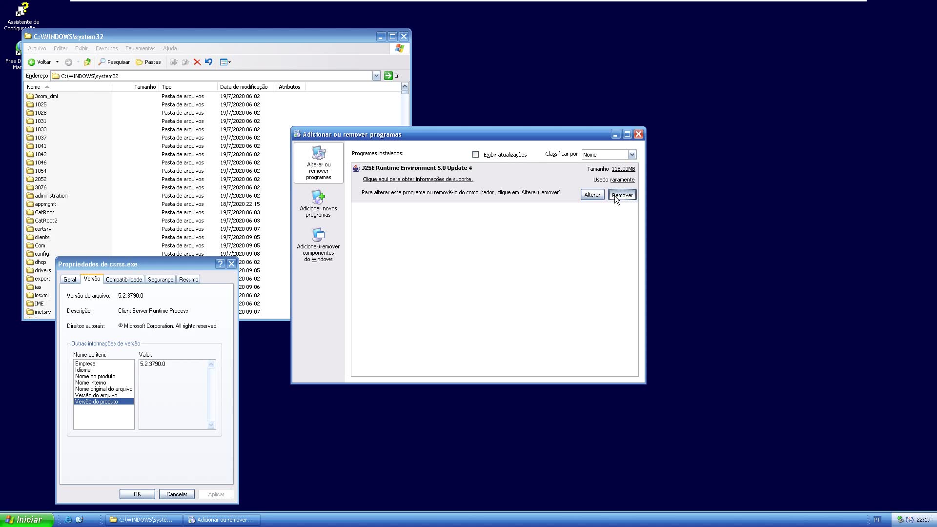 Desinstalar JAVA Runtime Environment V5.0 Update 4 no Windows ...