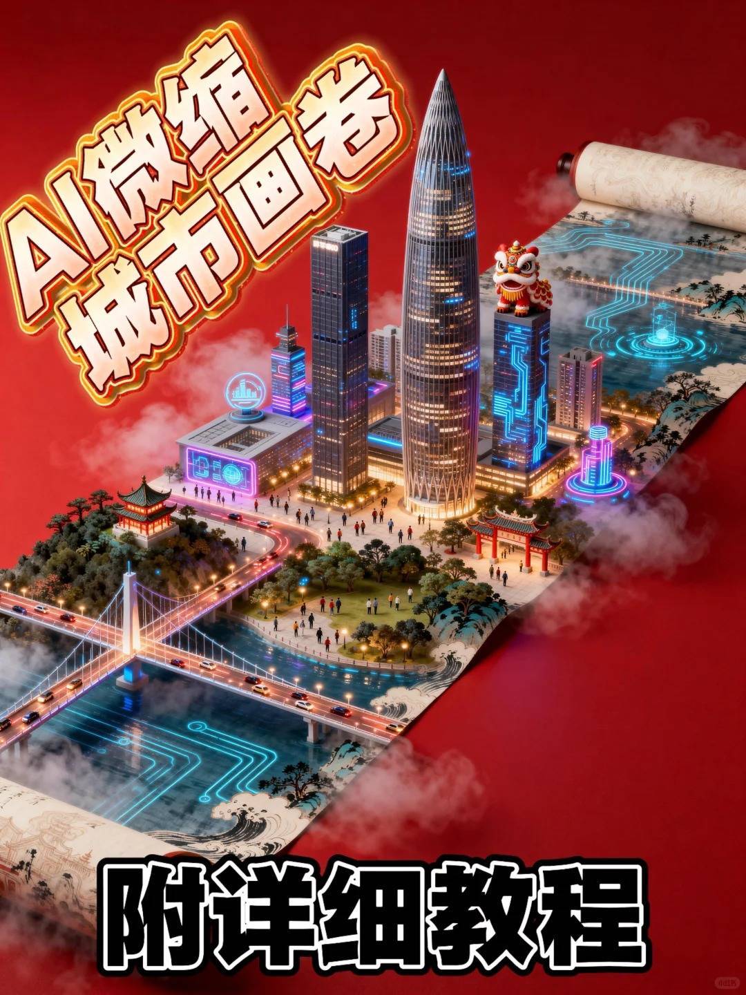 AI新玩法ߔ�微缩城市地标画卷|附详细教程