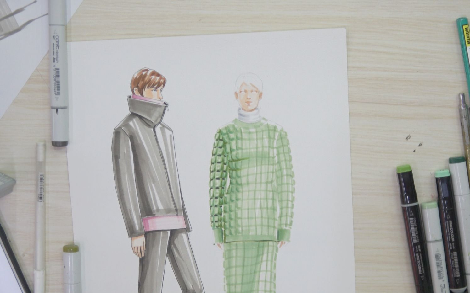 马克笔绘画教程:服装设计效果图上色技巧,几分钟快速了解