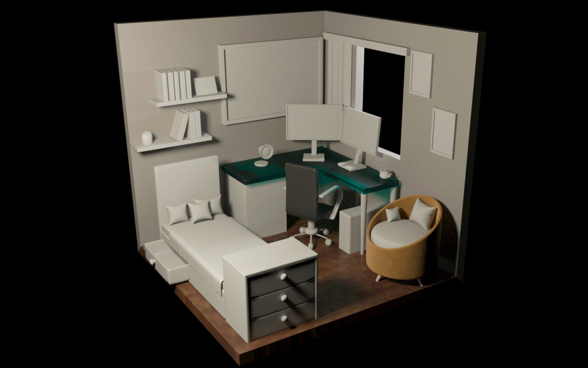 3dmax新手教程】从拉box到灯光渲染,简单卧室场景建模,3dmax室内设计