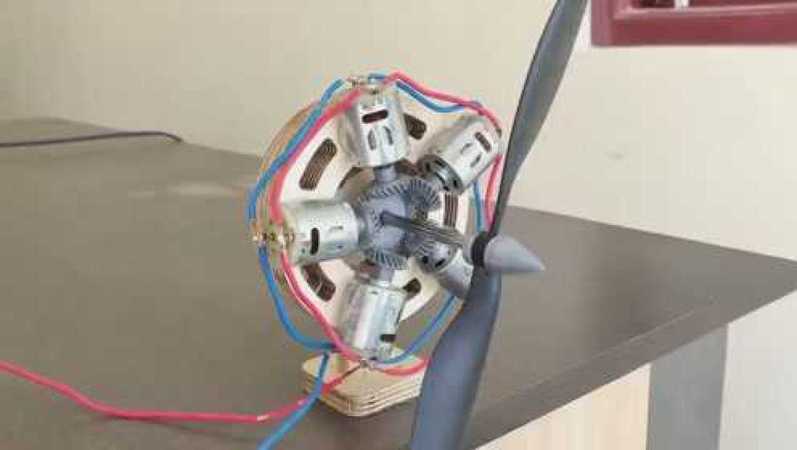 用电机制作星型发动机模型,工作过程看懂了吧!