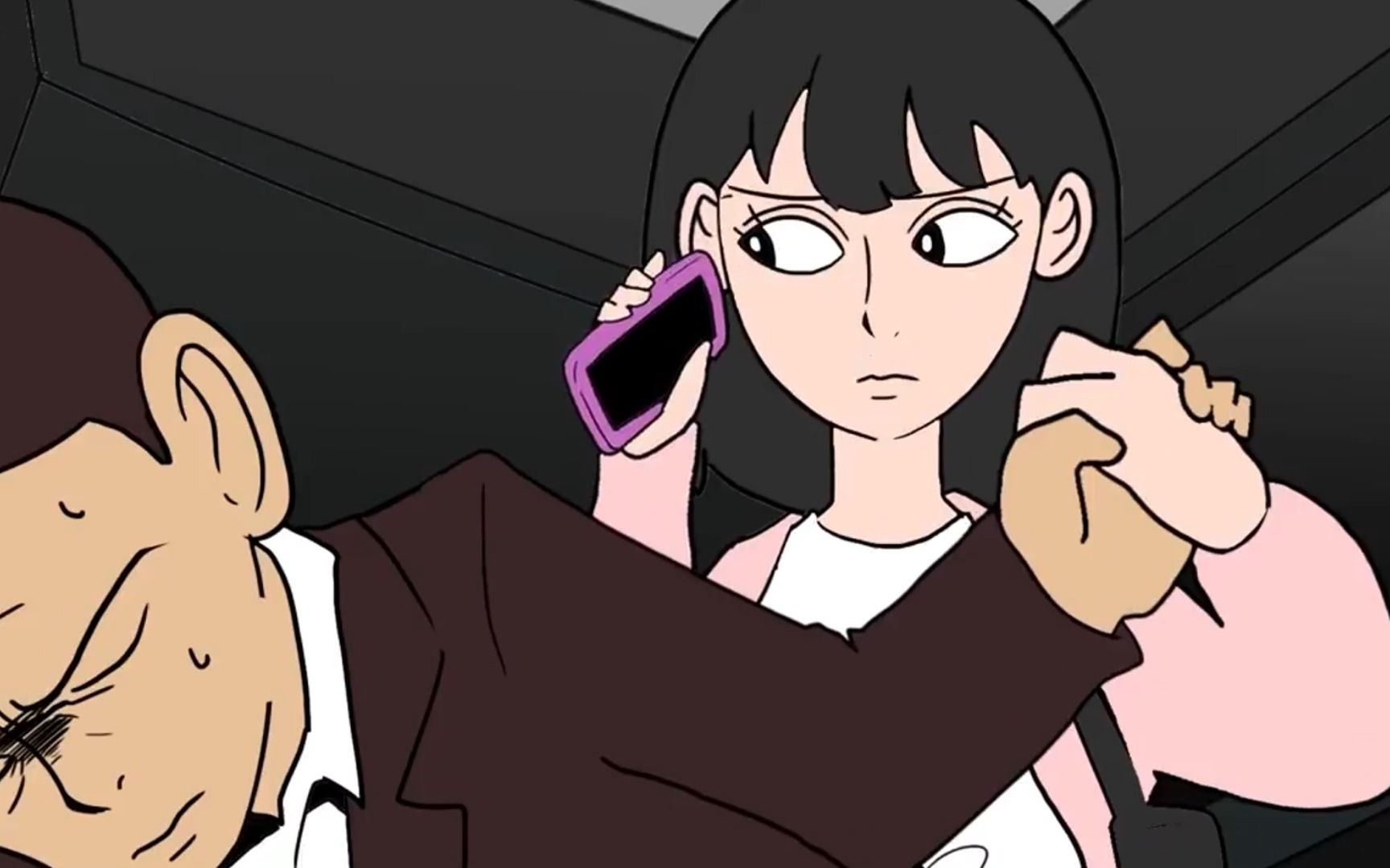 女生和一个男的被困在电梯内