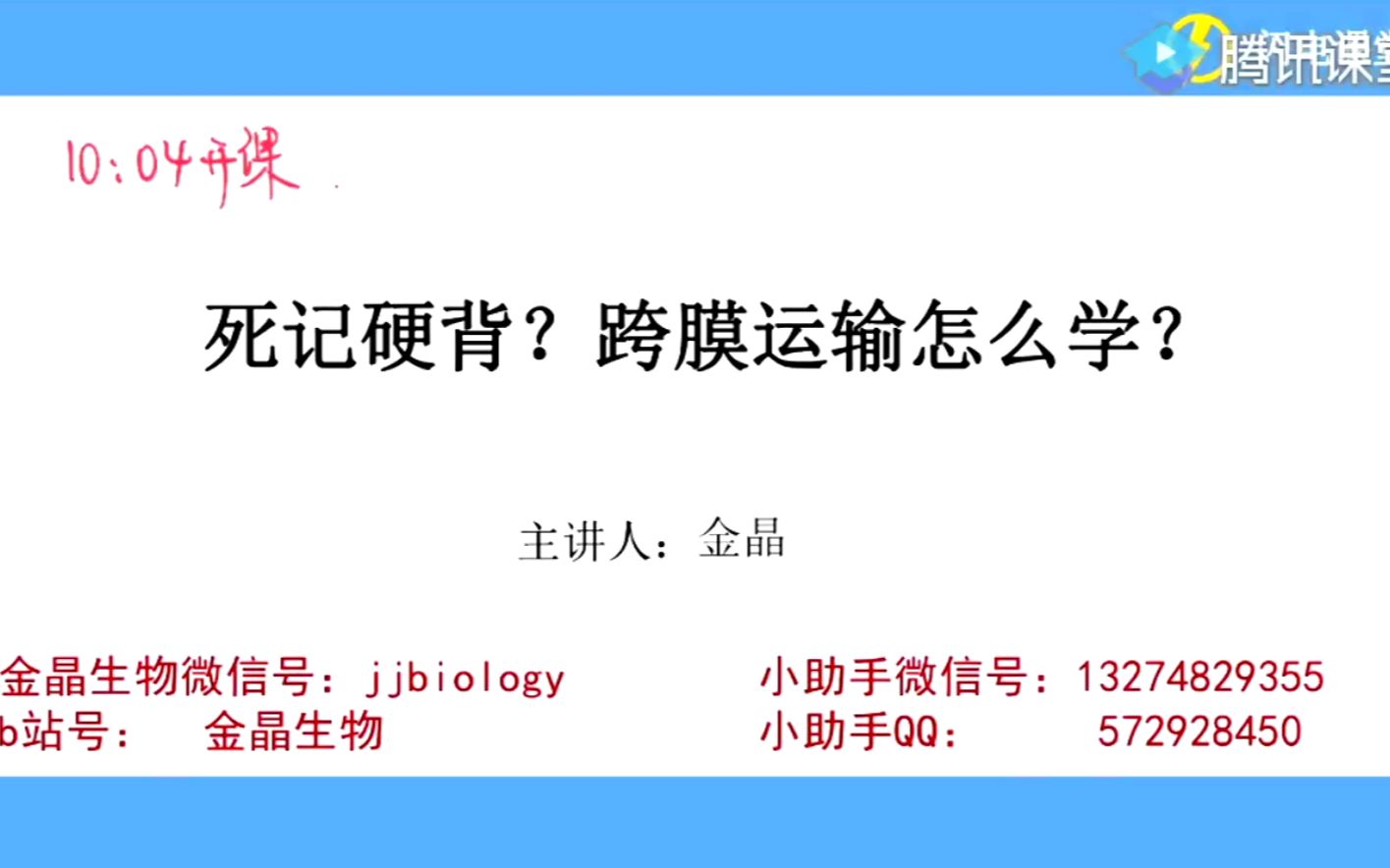 金晶生物-不要死记硬背,跨膜运输怎么学?