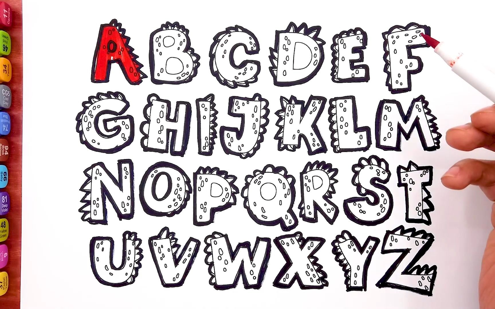 学习 ABC,儿童和幼儿字母表着色